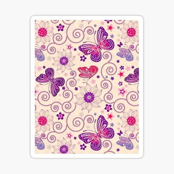 "Arabesque butterflies and flowers" Sticker by Medly | Redbubble