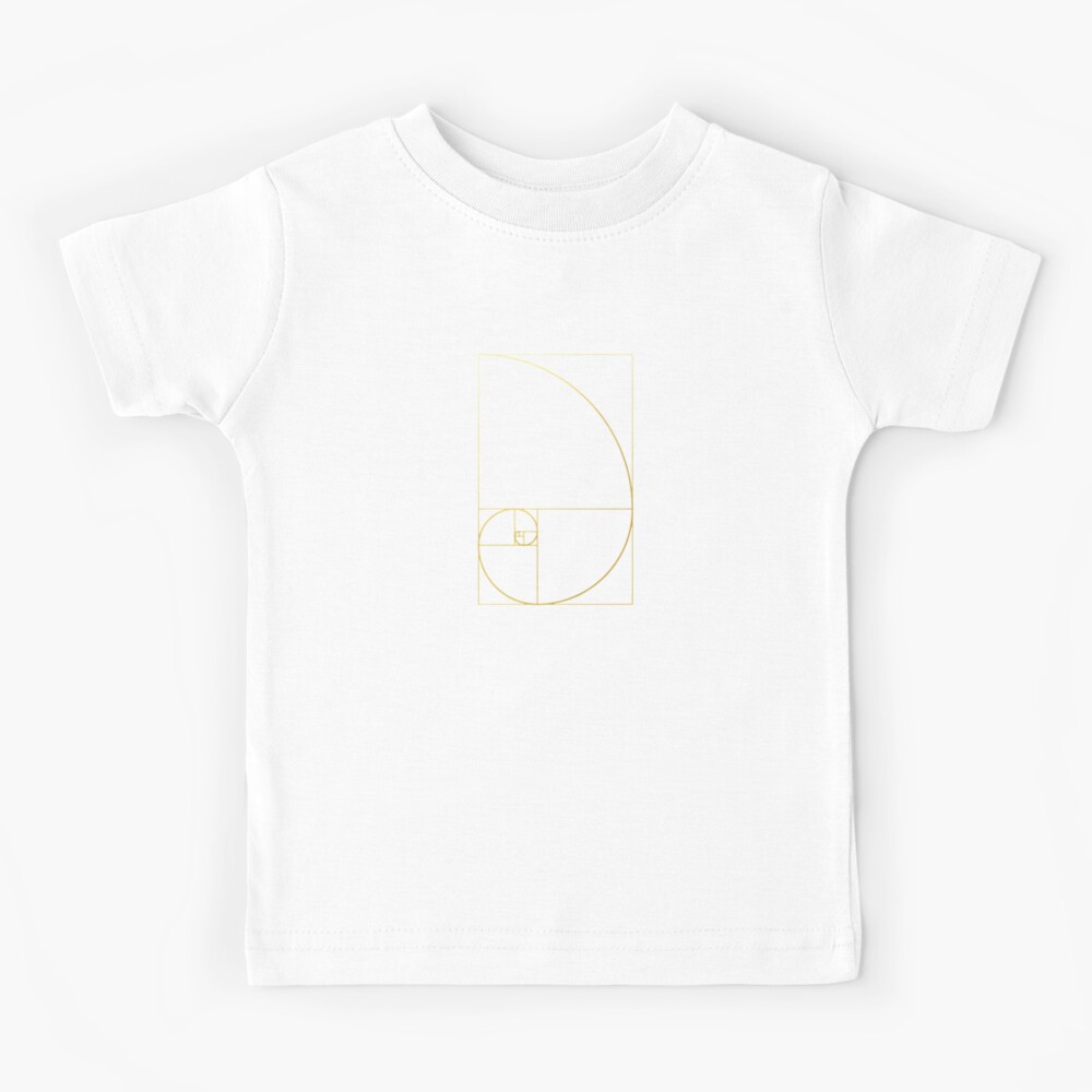 "Fibonacci Golden Ratio gold spiral sacred geometry sequence science code phi" Kids T-Shirt by ...