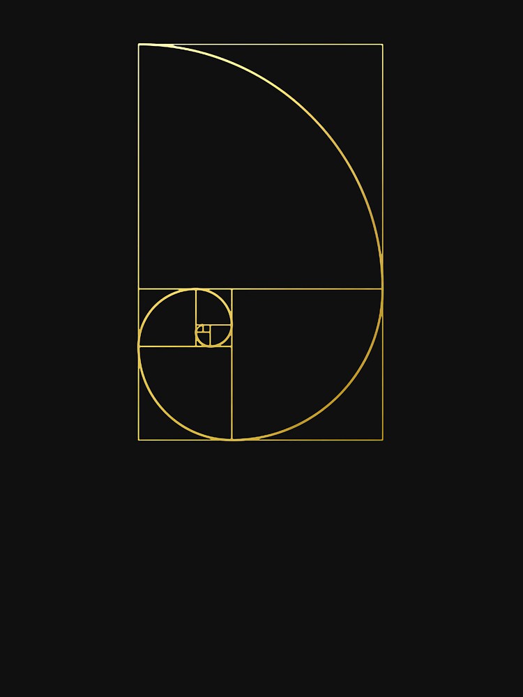 "Fibonacci Golden Ratio gold spiral sacred geometry sequence science code phi" Essential T-Shirt ...