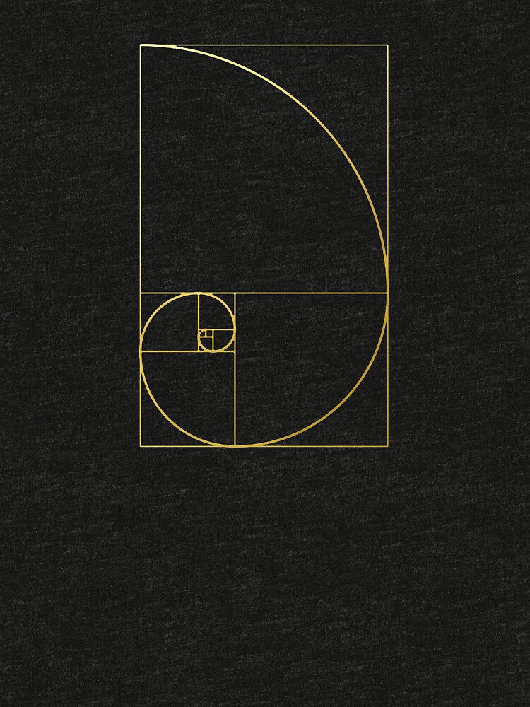 "Fibonacci Golden Ratio gold spiral sacred geometry sequence science code phi" Tri-blend T-Shirt ...