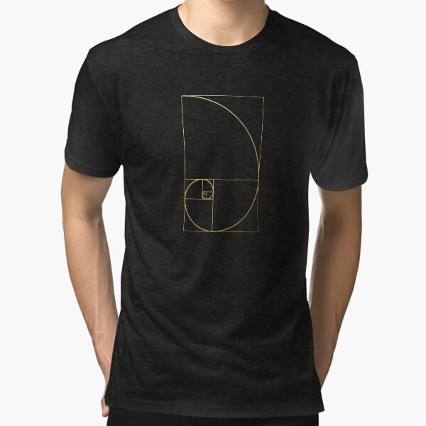 "Fibonacci Golden Ratio gold spiral sacred geometry sequence science code phi" Tri-blend T-Shirt ...