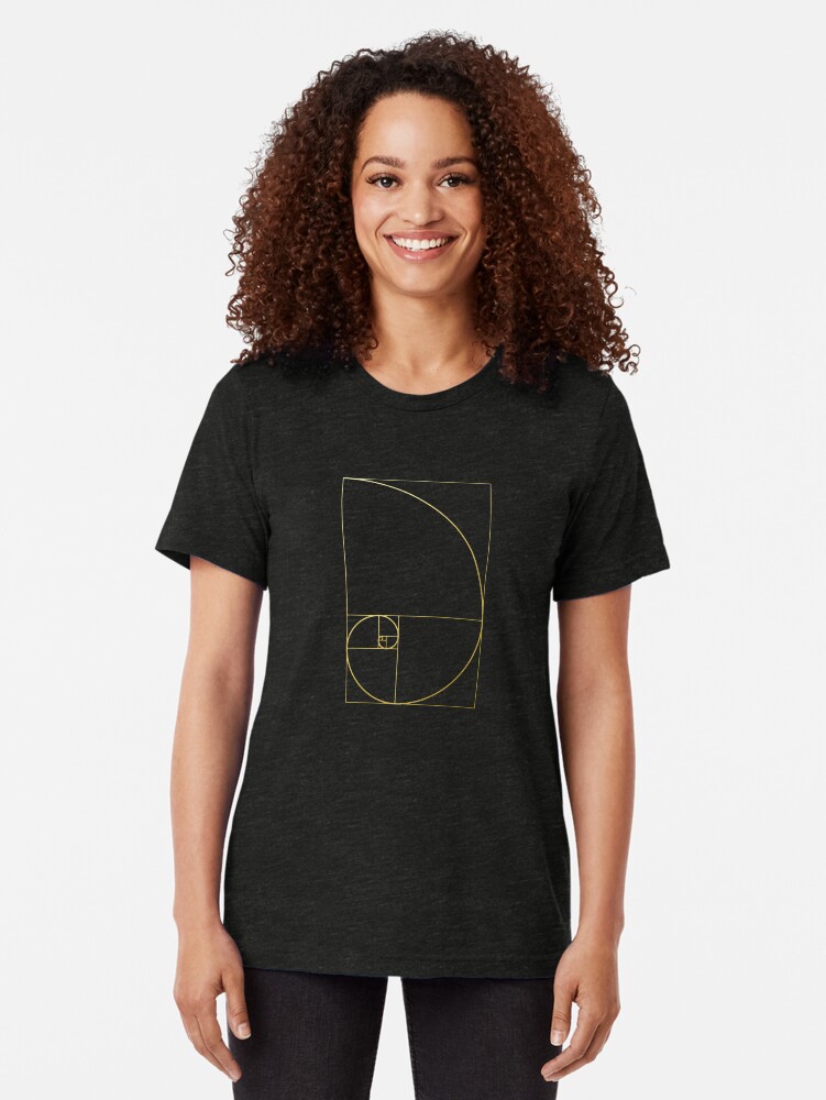 "Fibonacci Golden Ratio gold spiral sacred geometry sequence science code phi" Tri-blend T-Shirt ...