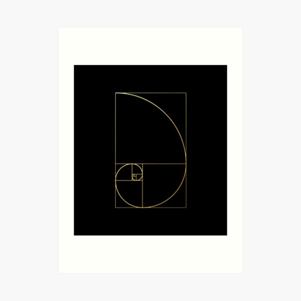 "Fibonacci Golden Ratio gold spiral sacred geometry sequence science code phi" Art Print for ...