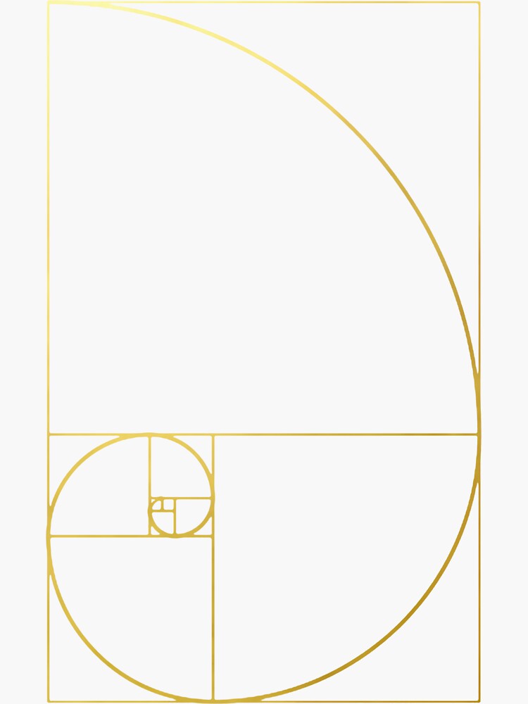 "Fibonacci Golden Ratio gold spiral sacred geometry sequence science code phi" Sticker by ...