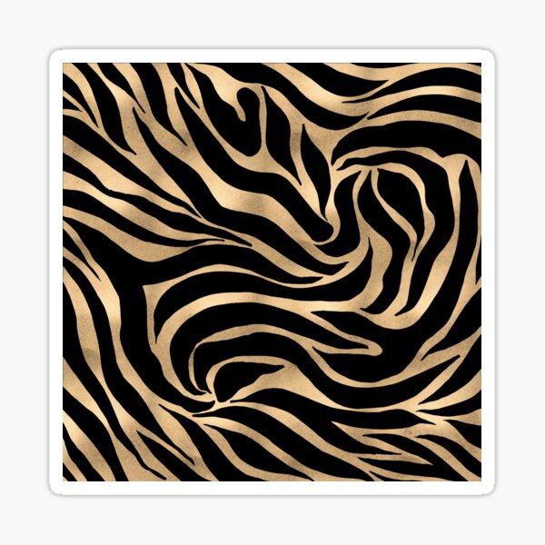 "Elegant Metallic Gold Zebra Black Animal Print" Sticker for Sale by ...