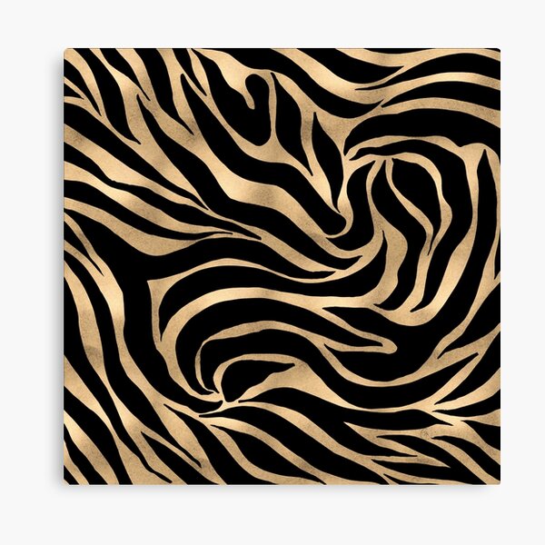 "Elegant Metallic Gold Zebra Black Animal Print" Canvas Print by ...