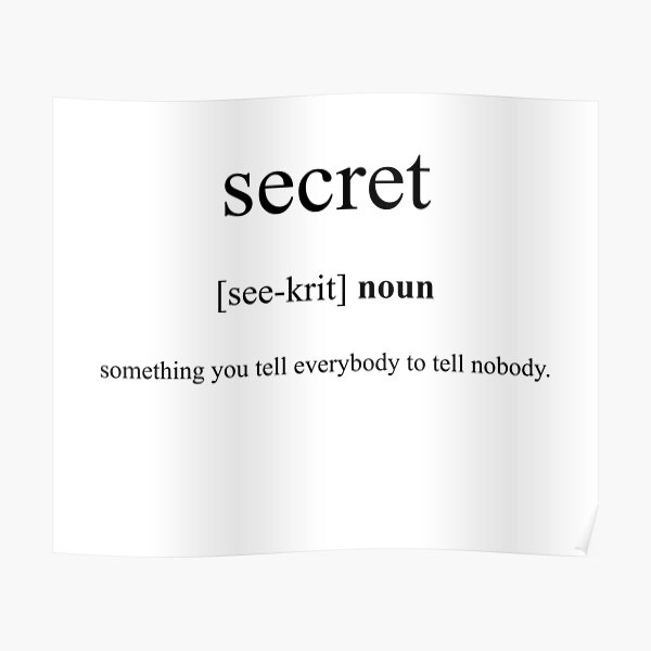"Secret Definition | Dictionary Collection" Poster by Designschmiede ...