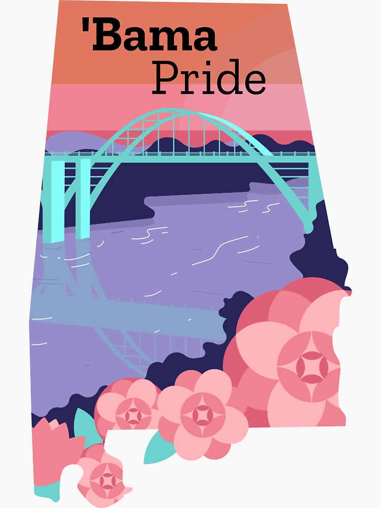 ""Bama Pride design with state outline" Sticker by McWatty-Designs ...