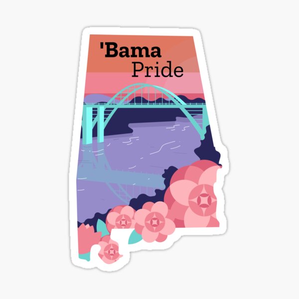 ""Bama Pride design with state outline" Sticker by McWatty-Designs ...