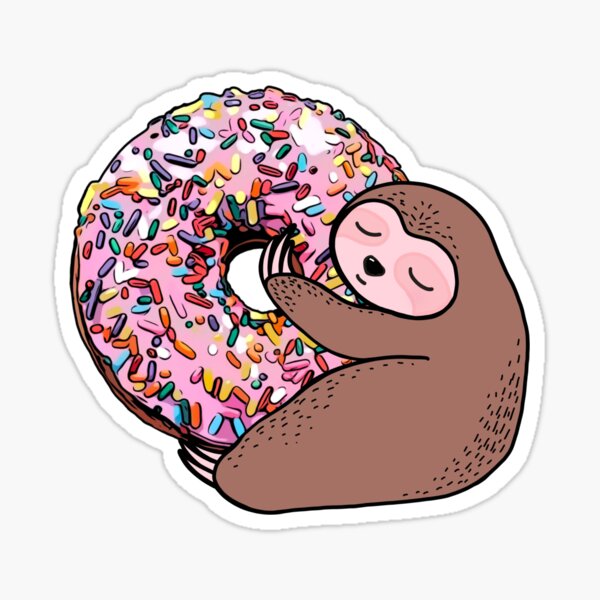 "Nap Sloth sweet dream pink donut" Sticker for Sale by Collagedream ...