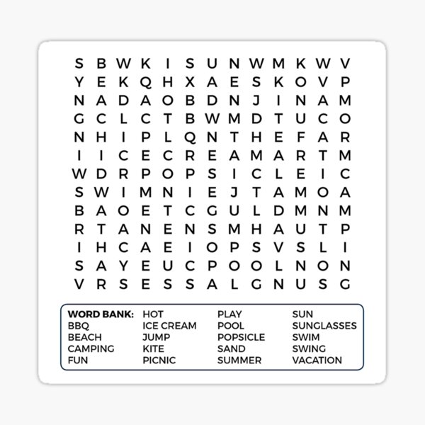 "Word Search" Sticker for Sale by dakrishz | Redbubble
