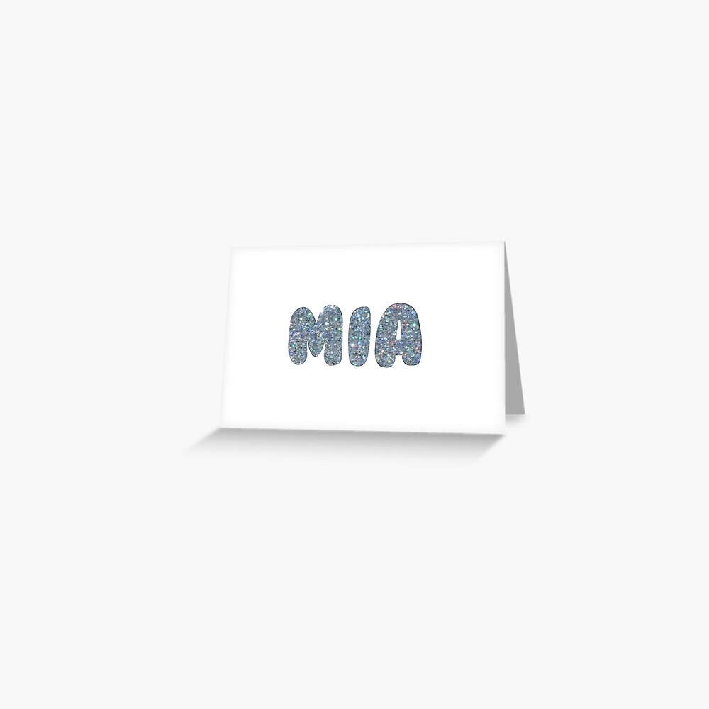 "mia name glitter sticker" Greeting Card for Sale by th3a | Redbubble