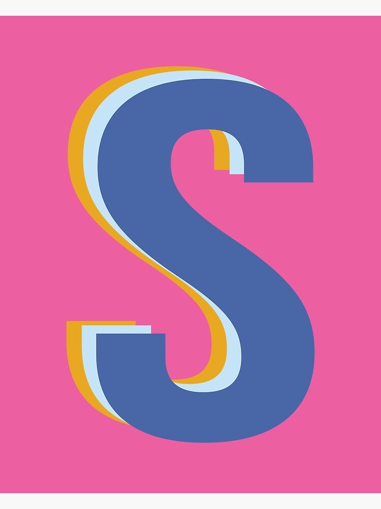"Letter S Initial Monogram Pattern in Pink and Blue" Poster for Sale by ...