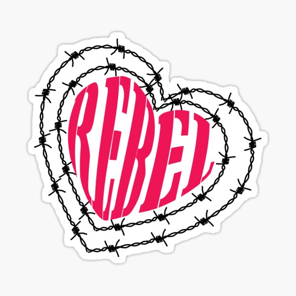 "rebel heart, barb wire, red" Sticker for Sale by Pascally | Redbubble