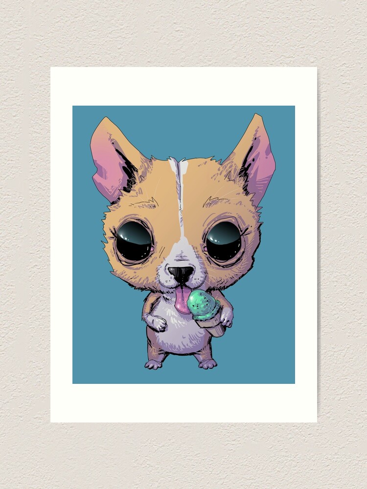 "Corgi Eating Ice Cream Gift For Corgi Owners and for Corgi Lovers" Art ...