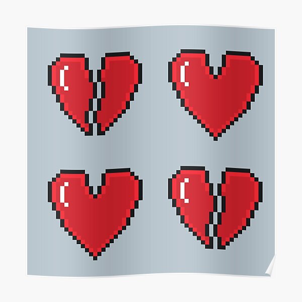 "8 Bit Heart Pattern Pixel Art" Poster for Sale by 8bitpixelart | Redbubble