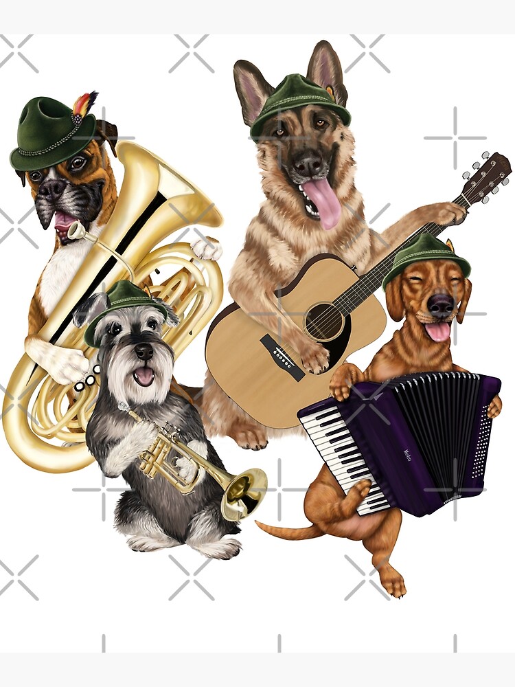 "Dogs playing instruments - polka band" Poster for Sale by Mehu | Redbubble