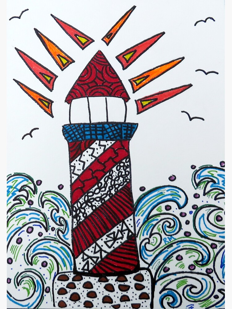 "Zentangle Cape Cod Lighthouse" Sticker by RaquelMorales | Redbubble