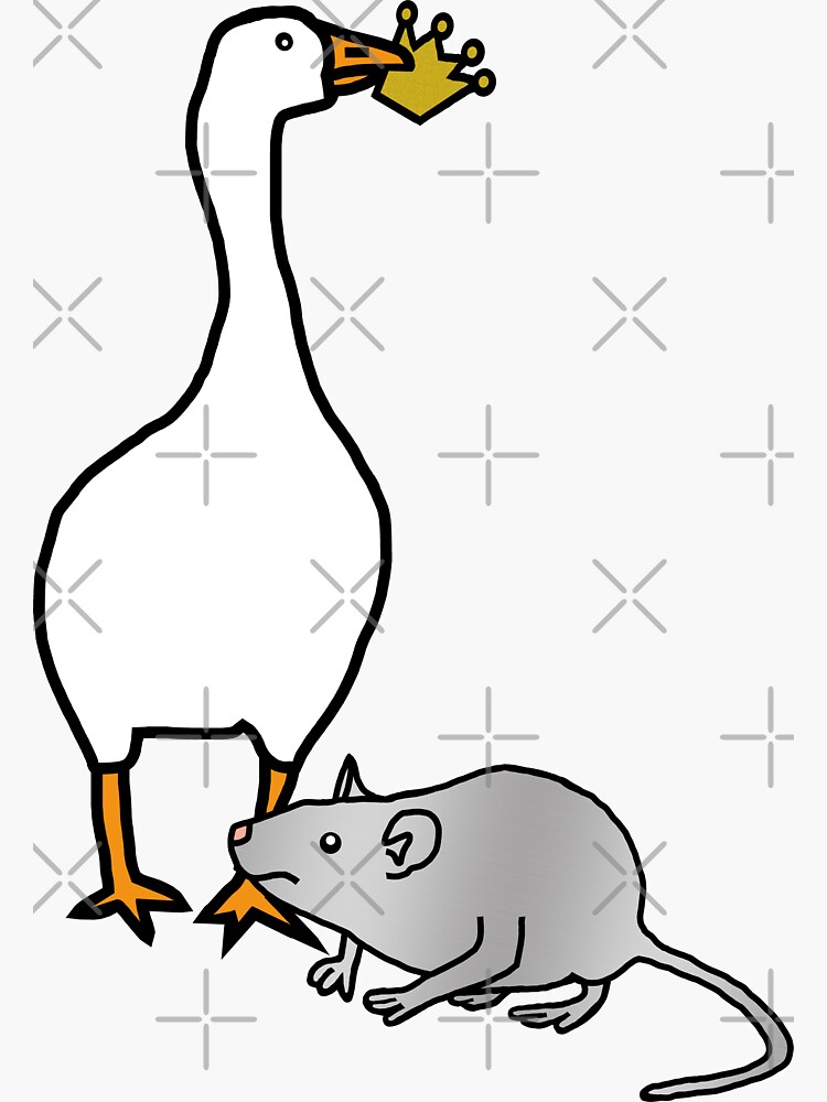 "White Goose Steals Crown from Metal Rat" Sticker for Sale by ...