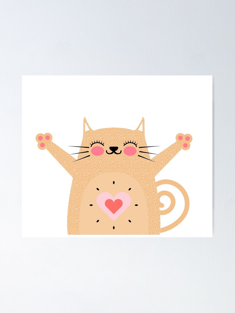 "Cat heart - wide hand- hand open" Poster by ericmugs | Redbubble