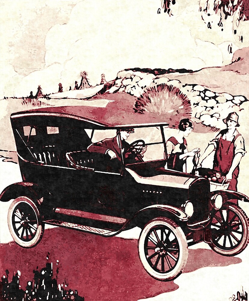 "Model T Touring Ad Art" by DKDigital | Redbubble