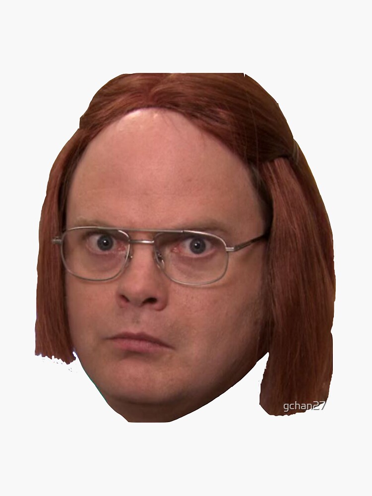 "Dwight Schrute - Meredith Wig" Sticker for Sale by gchan27 | Redbubble