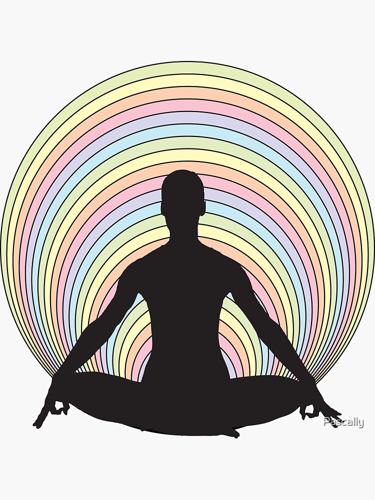 "Yoga, meditation, peace, calm, relax, pastel rainbow" Sticker by ...