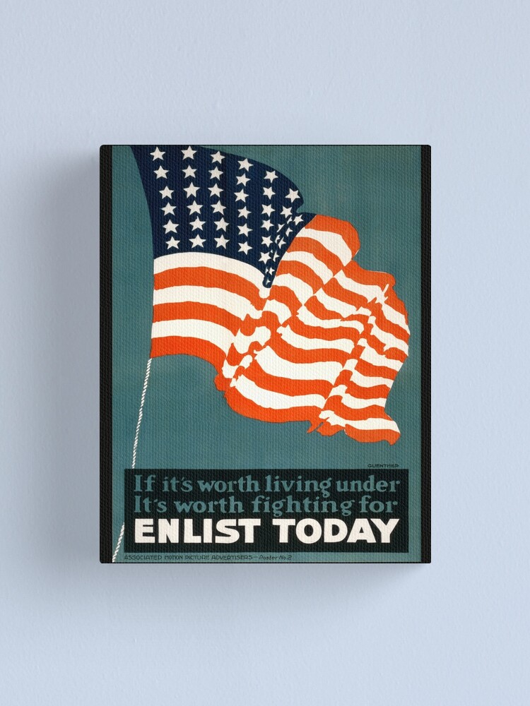 "Patriotic Recruiting War Poster ~ ENLIST TODAY ~ Army Navy Air Force ...