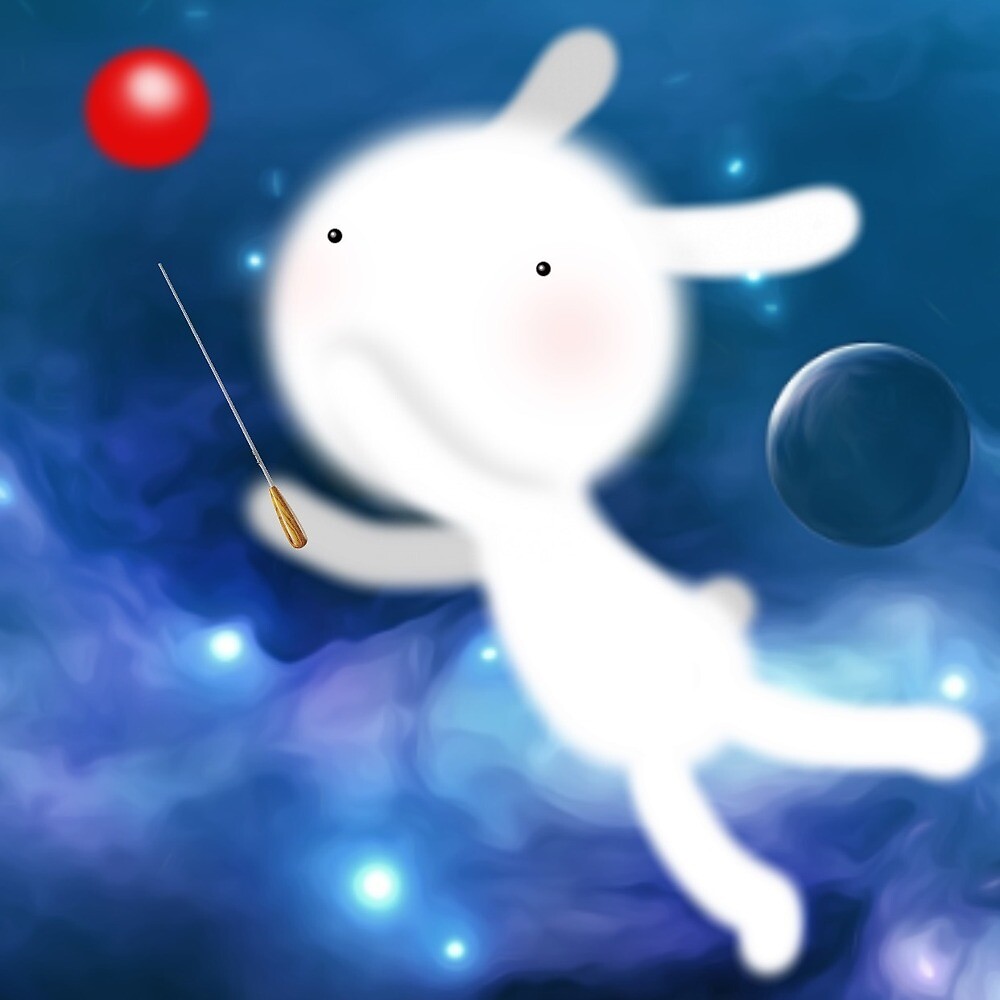 "Rabbit Little White with baton red balll" by chenhsinlei | Redbubble