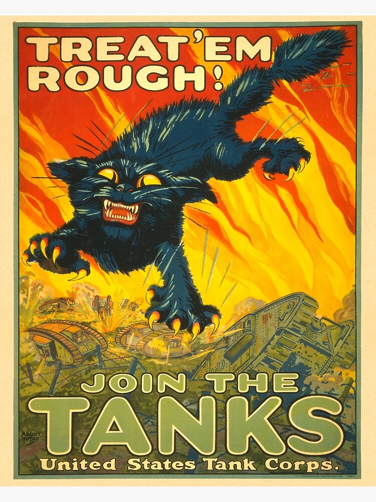 "Join the Tanks Corps ~ War Recruiting Poster ~ Black Cat Army Tank ...