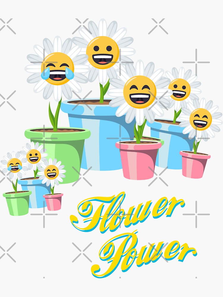 "the best flower power party, laughing, dancing flowers in a colorful ...