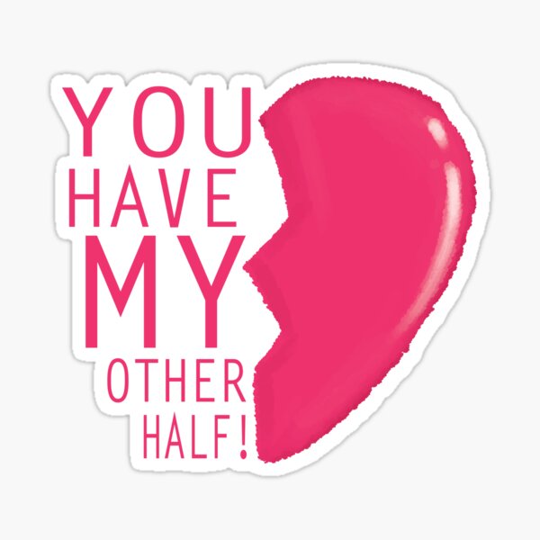 "Pink Half Heart" Sticker by ammz-art | Redbubble
