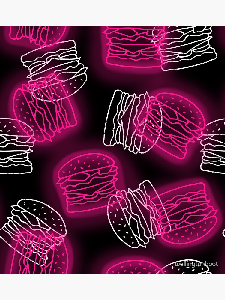 "Neon Burgers in Pink" Sticker for Sale by wellingtonboot | Redbubble