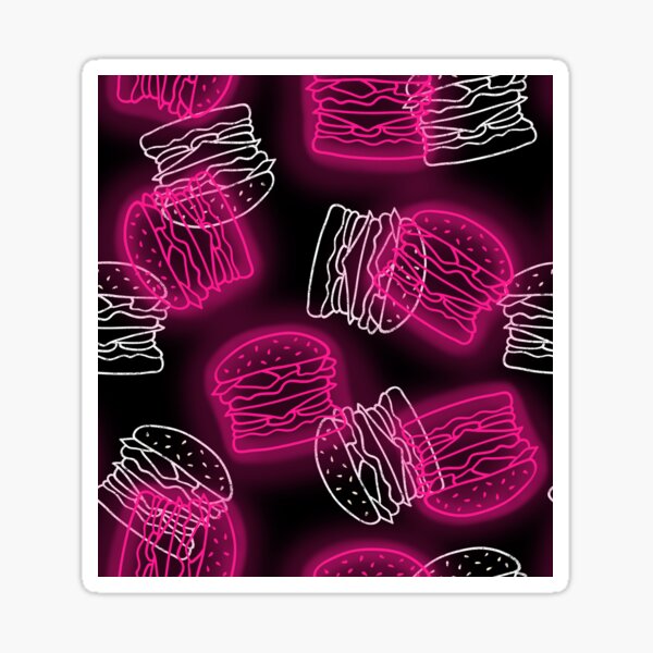 "Neon Burgers in Pink" Sticker for Sale by wellingtonboot | Redbubble