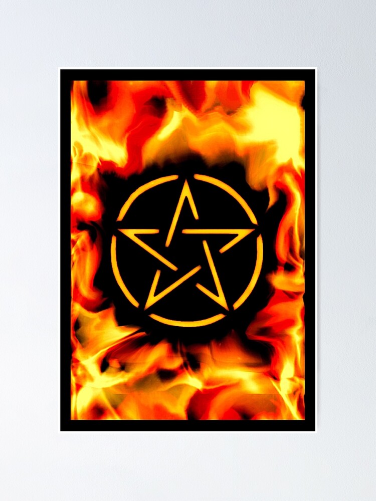 "Pentacle Pentagram Surrounded By Flames" Poster for Sale by ...
