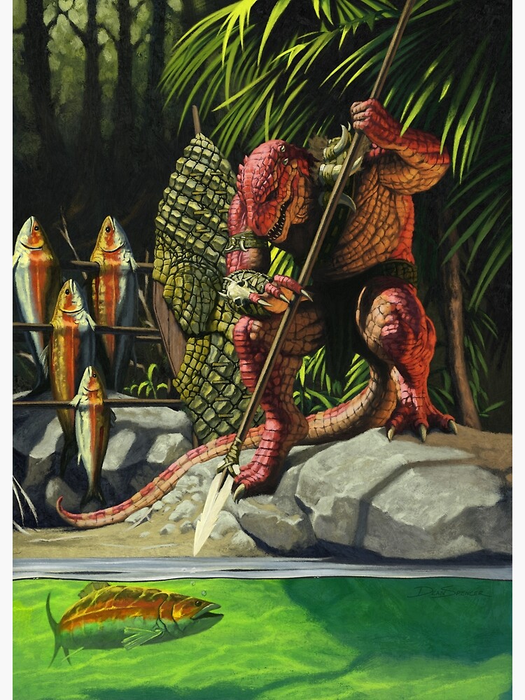 "Humanoid Dinosaur Fishing" Photographic Print for Sale by ...