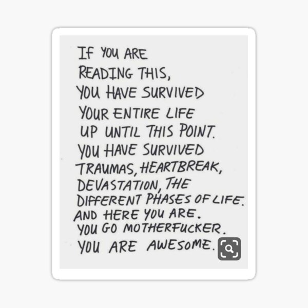 "You have Survived! " Sticker by Louiselove84 | Redbubble