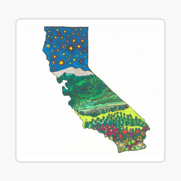 "California is Dreaming " Sticker for Sale by JillelaineArt | Redbubble
