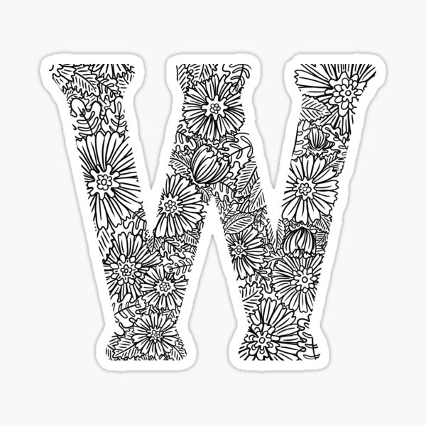 "Illustrated floral W" Sticker by acfran | Redbubble