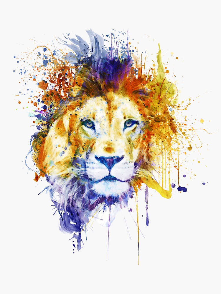 "Splattered Lion " Sticker for Sale by Marian Voicu | Redbubble