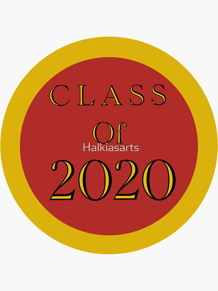 "Class of 2020 - Red/Yellow" Sticker for Sale by Halkiasarts | Redbubble