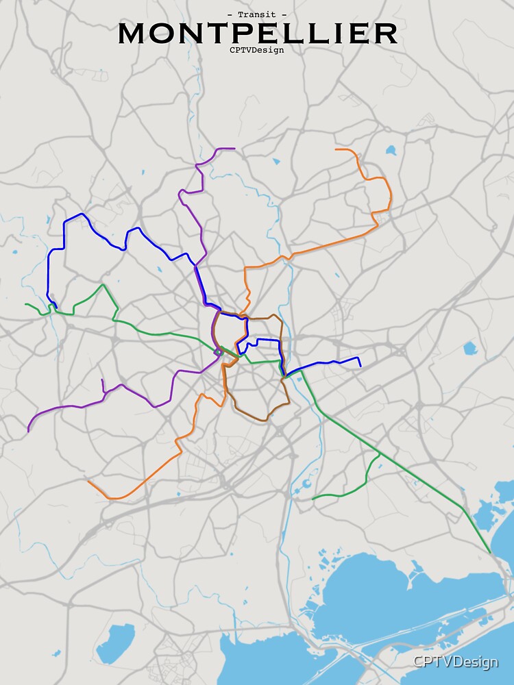 "Montpellier Transit Map" Sticker by CPTVDesign | Redbubble