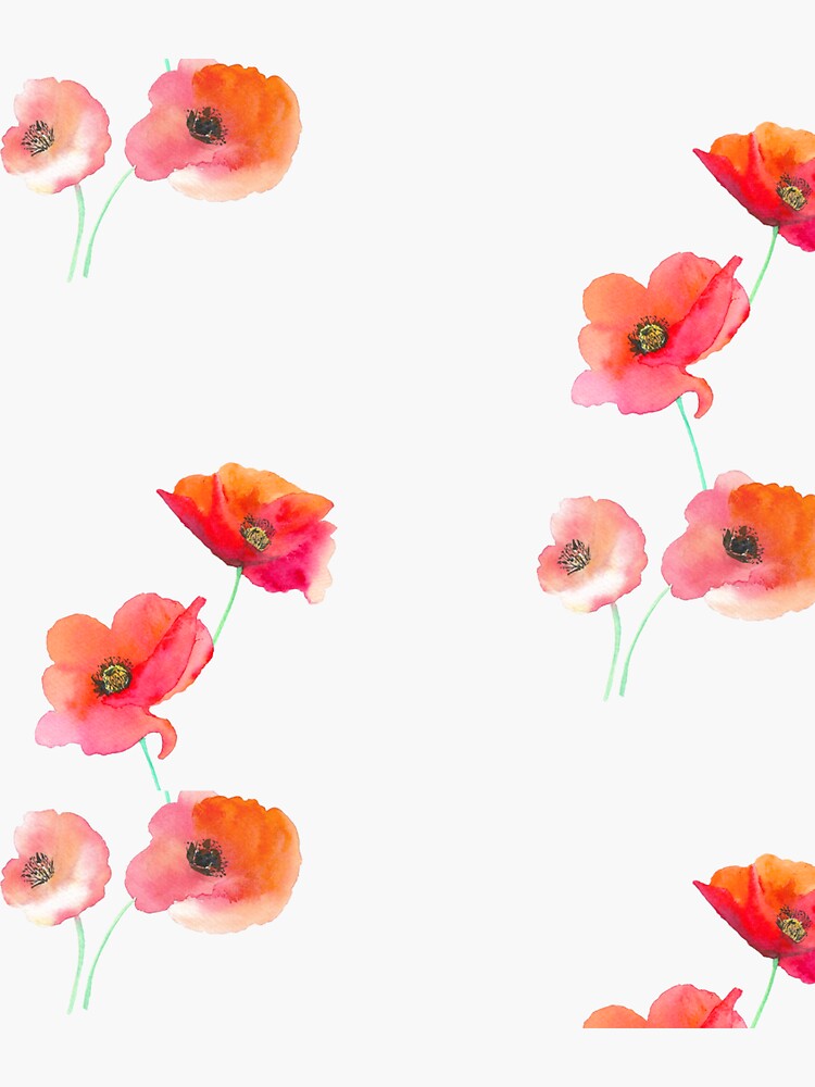 "romantic poppy" Sticker by ezhika76 | Redbubble