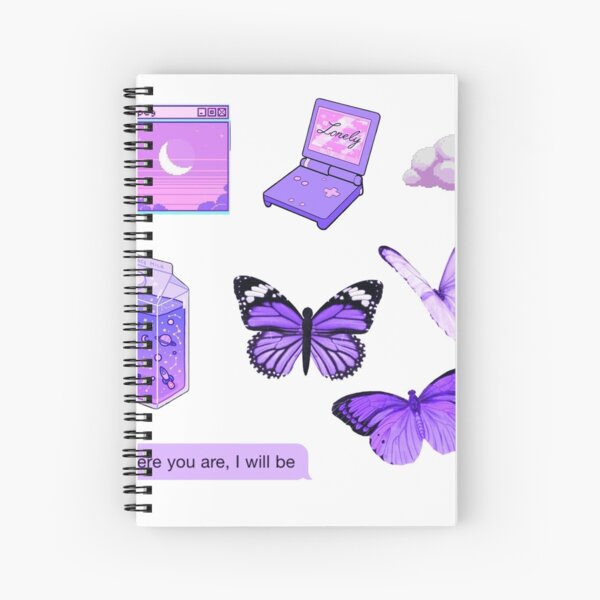 "purple aesthetic sticker set cute " Spiral Notebook for Sale by ...