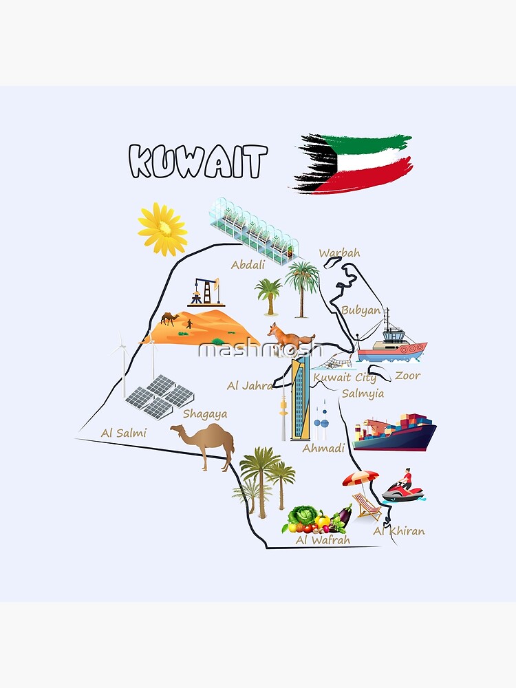 "Kuwait tourist map destinations Landmarks tourist attractions with ...