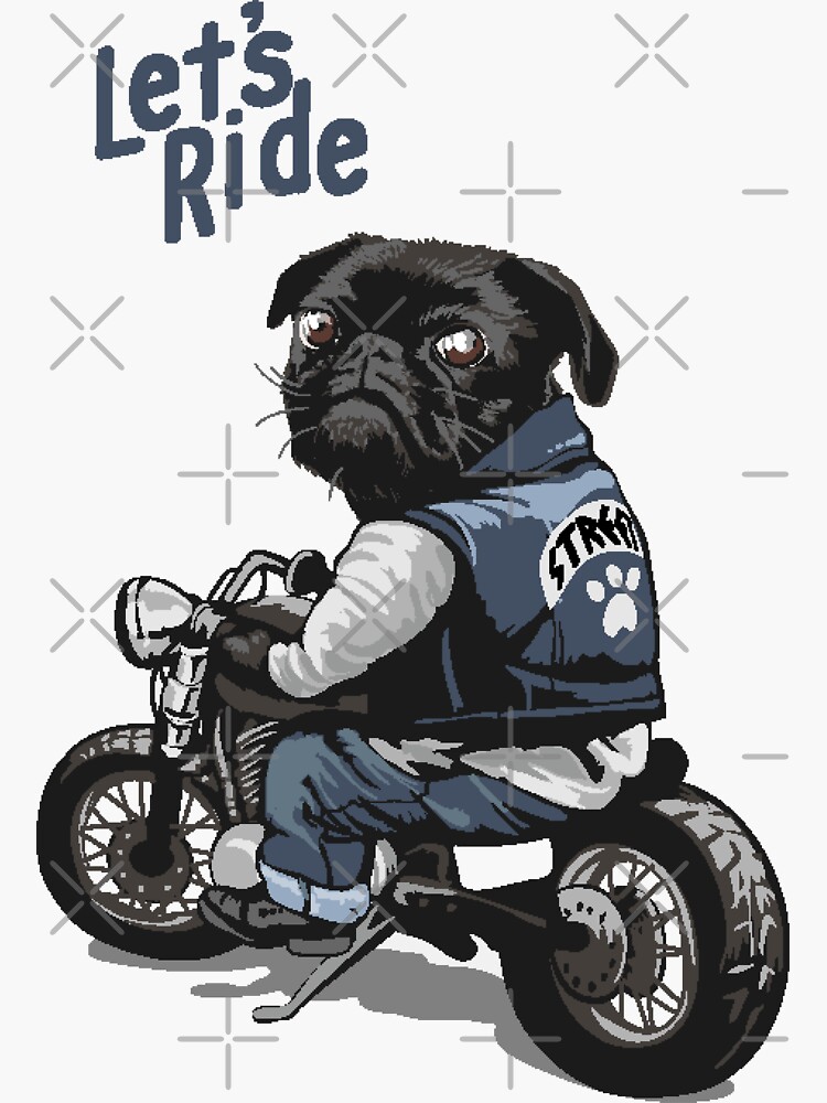 "Biker Pug" Sticker by durkstars | Redbubble