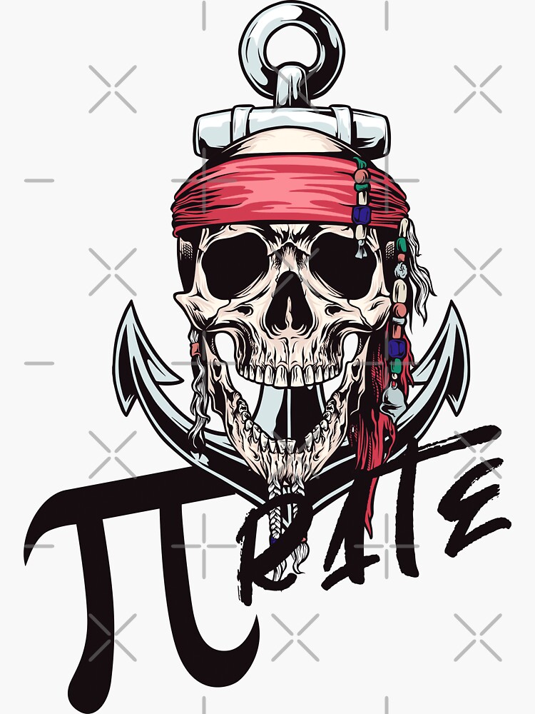 "Pi Day Pirate " Sticker for Sale by artworkbyrihen | Redbubble