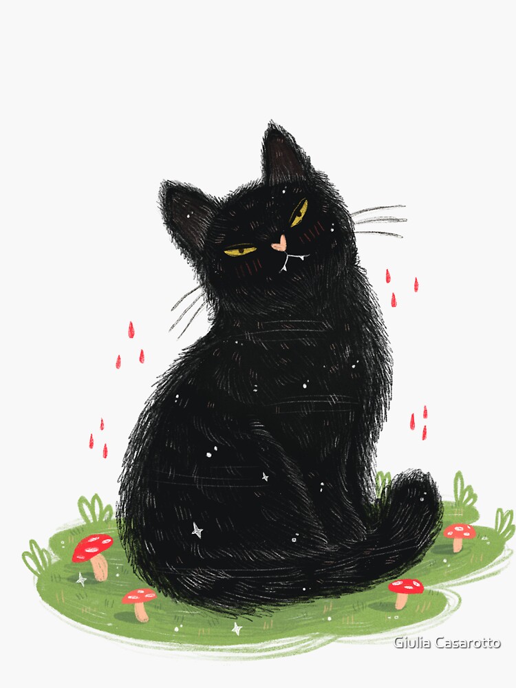 "Cursed catto! " Sticker for Sale by giuliaiulia | Redbubble