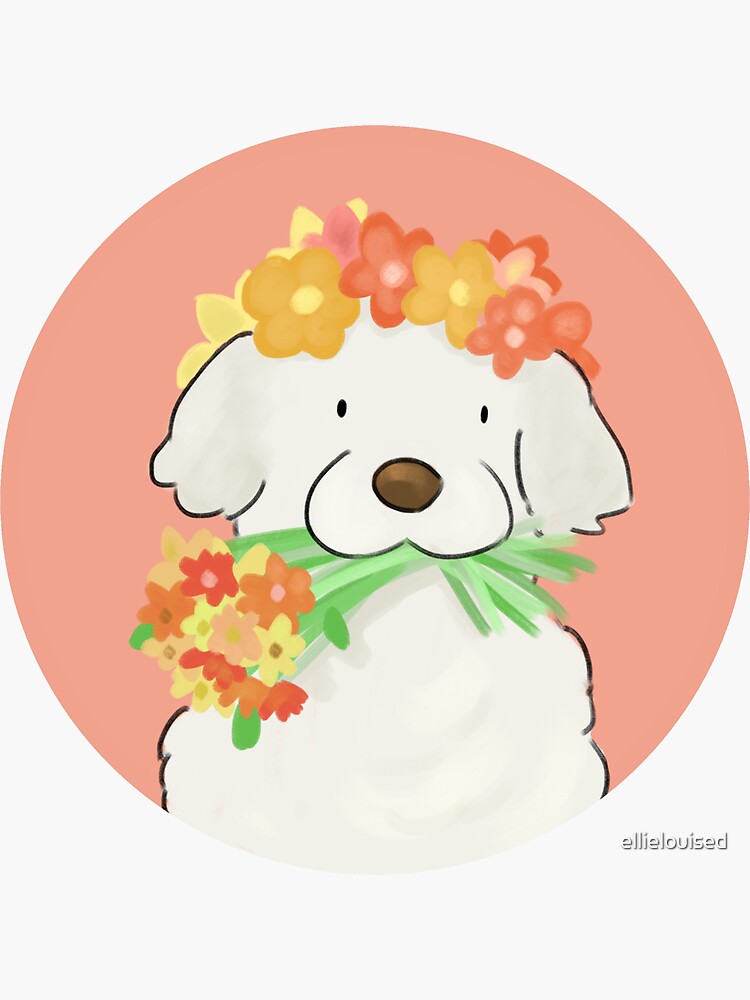 "Flower dog" Sticker for Sale by ellielouised | Redbubble