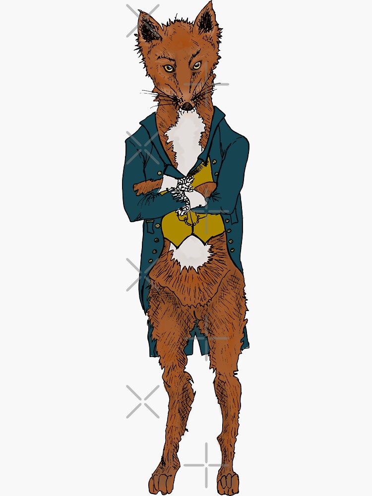 "Gentleman Fox in Colour" Sticker for Sale by pikahfi | Redbubble